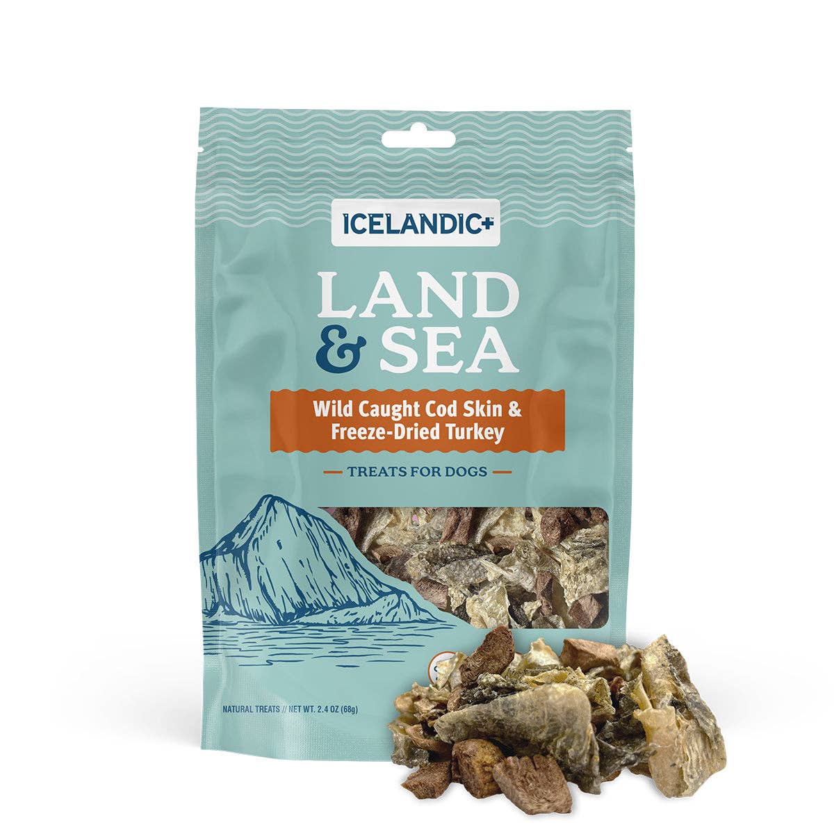 Icelandic+ Land & Sea Cod Skin & Freeze-Dried Trky Dog Treat: 2.4 oz ...